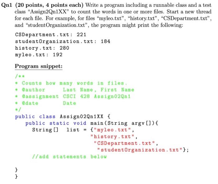 Solved Qn1 (20 points, 4 points each) Write a program | Chegg.com