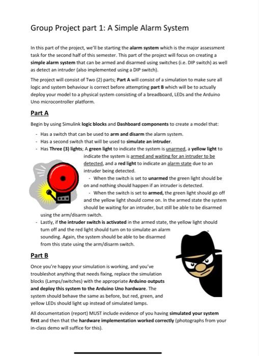 Group Project part 1: A Simple Alarm System In this | Chegg.com