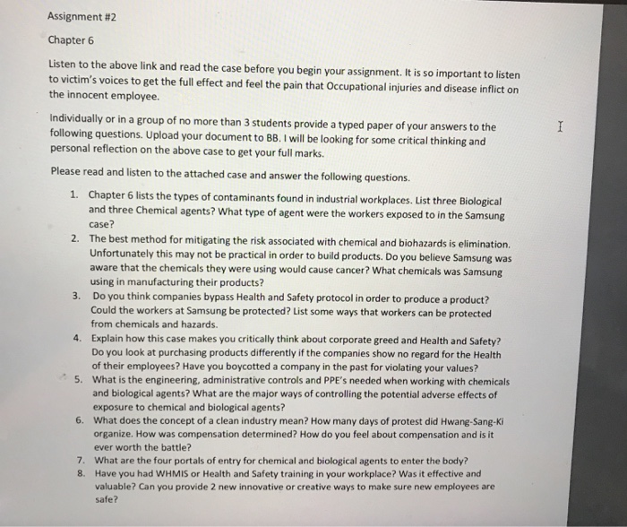 Solved I Assignment #2 Chapter 6 Listen to the above link | Chegg.com