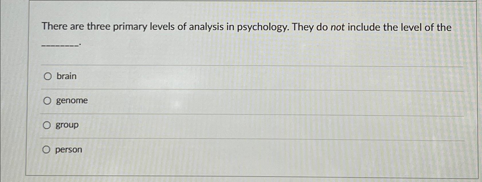 Solved There are three primary levels of analysis in | Chegg.com