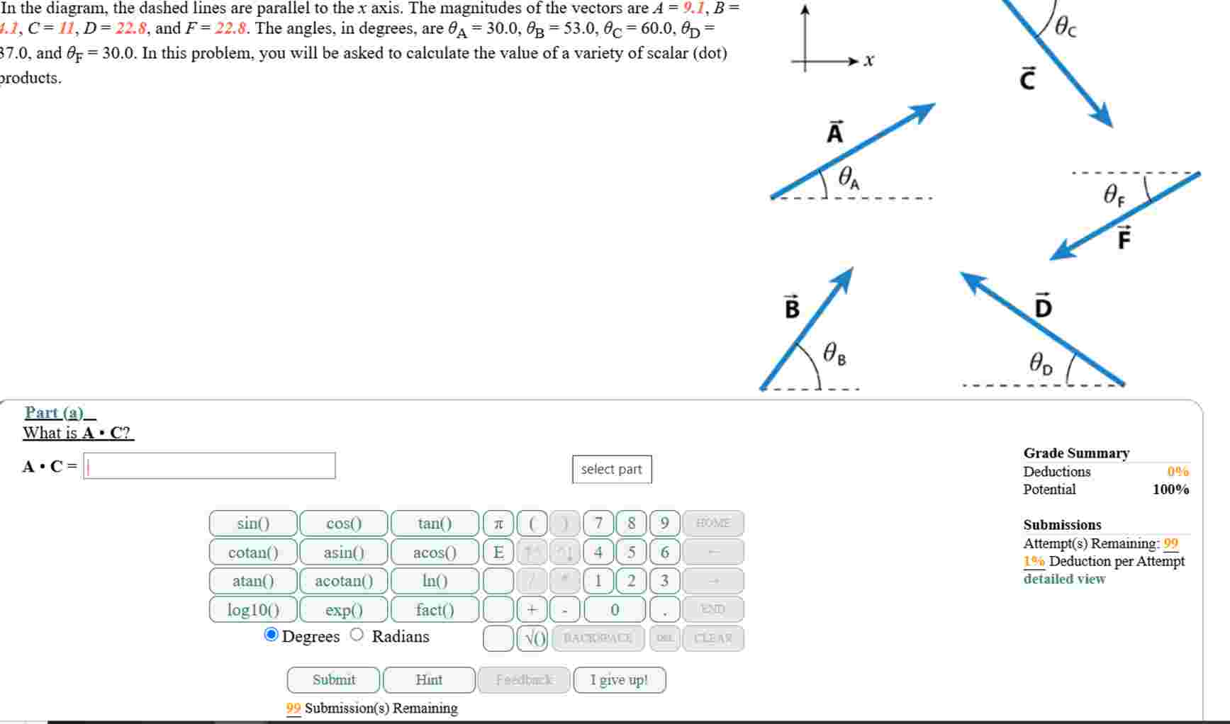 Solved what is A*F+2CWhat is i • ﻿B? What is j • ﻿B? What | Chegg.com