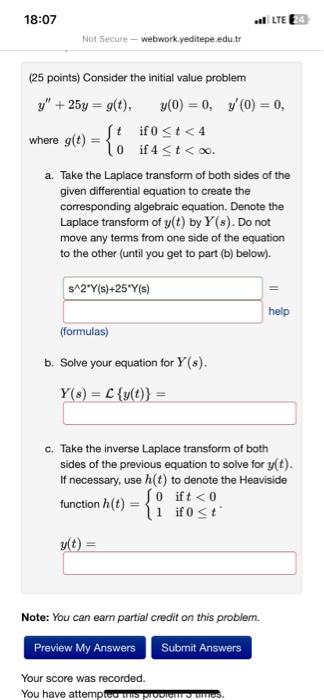 Solved (25 points) Consider the initial value problem | Chegg.com