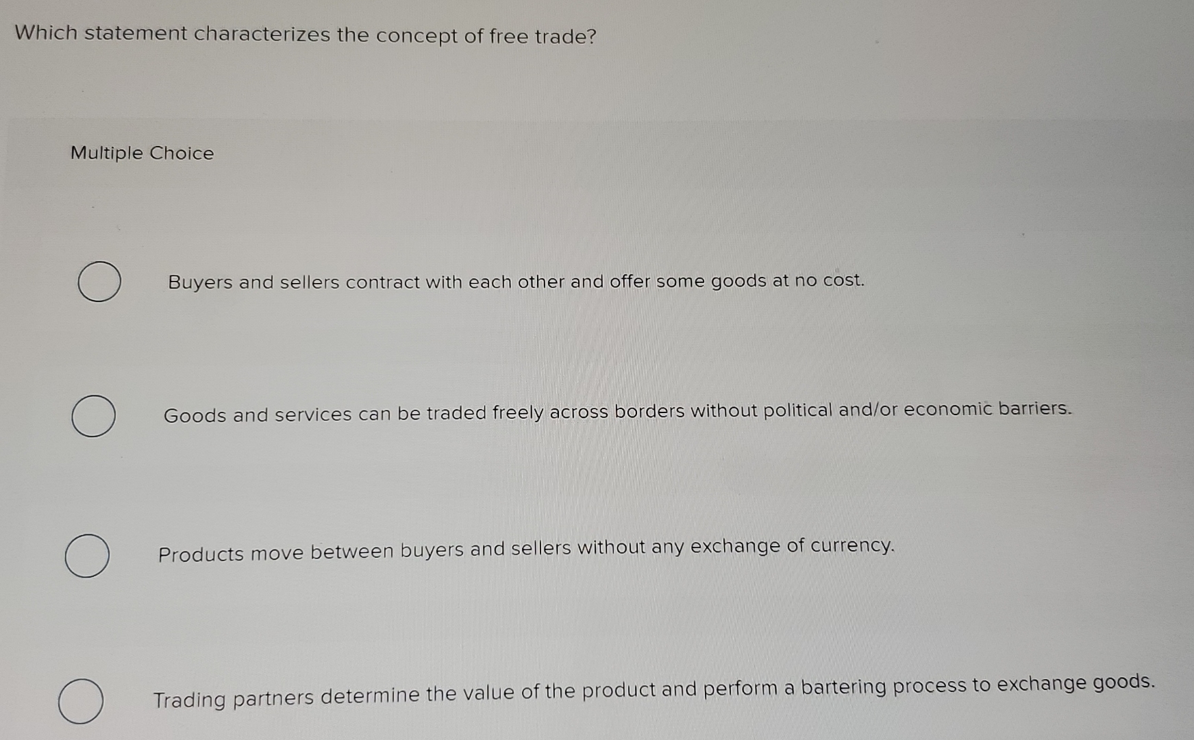 Solved Which statement characterizes the concept of free | Chegg.com