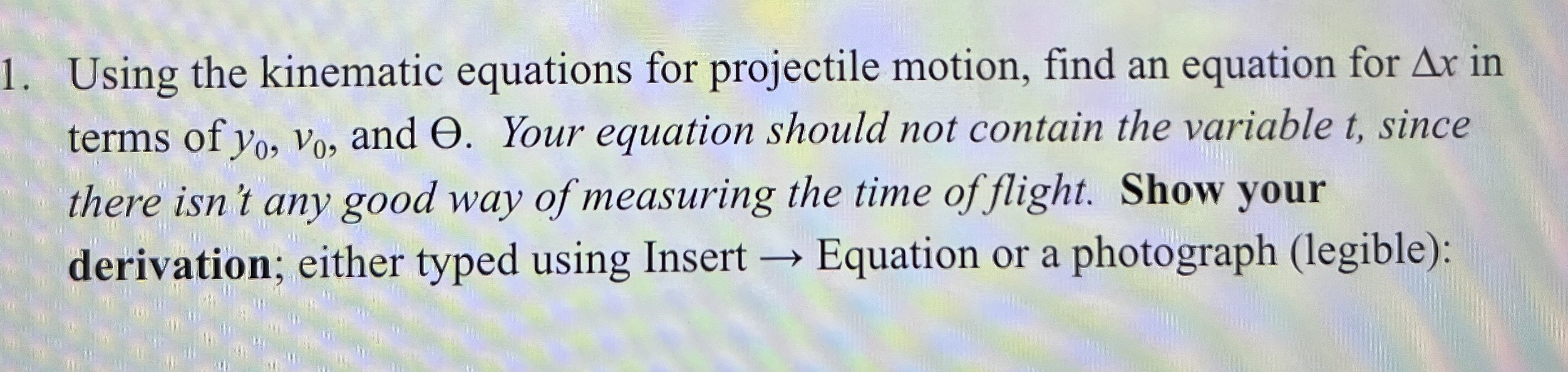 Solved Using the kinematic equations for projectile motion, | Chegg.com
