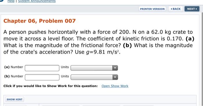 Solved Help System Announcements PRINTER VERSION BACK NEXT | Chegg.com
