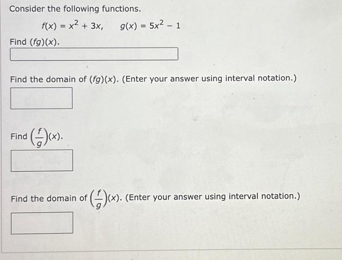 Solved Consider the following functions. | Chegg.com