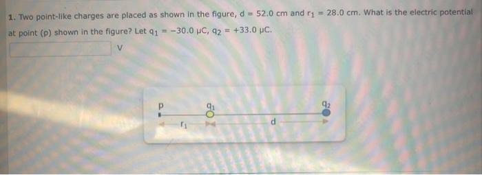 Solved 1. Two point-like charges are placed as shown in the | Chegg.com