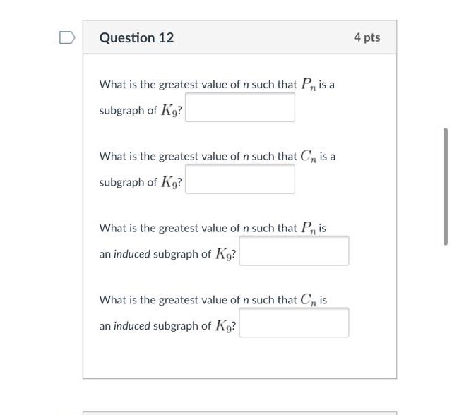 Solved Question 12 4 pts What is the greatest value of n | Chegg.com