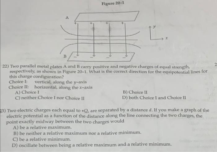 Solved Figure 20-1 A Ľ. 22) Two parallel metal plates A and | Chegg.com