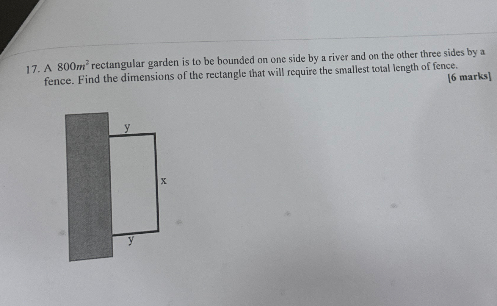 Solved A 800m2 ﻿rectangular garden is to be bounded on one | Chegg.com