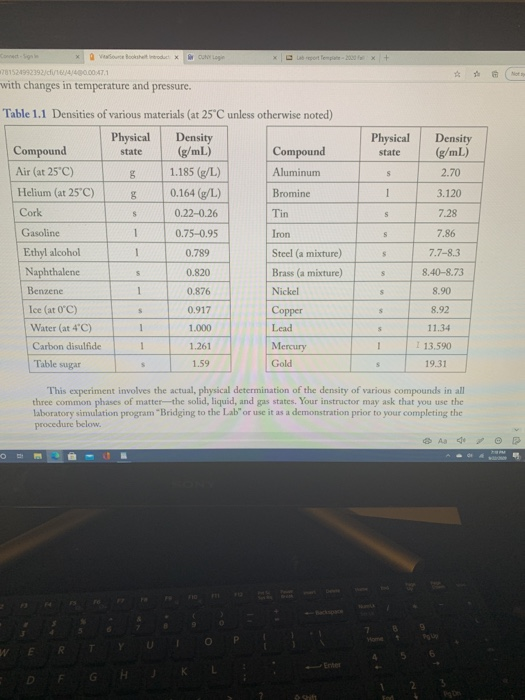 experiment is physical property of matter density | Chegg.com