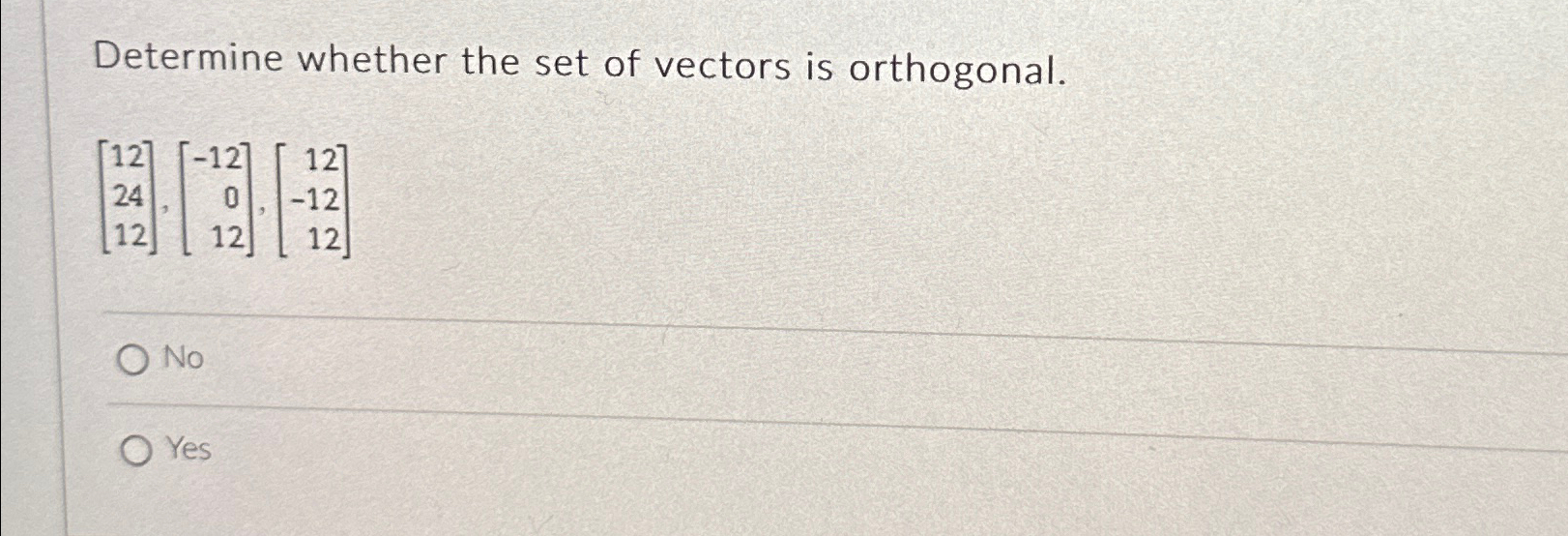 Solved Determine whether the set of vectors is | Chegg.com