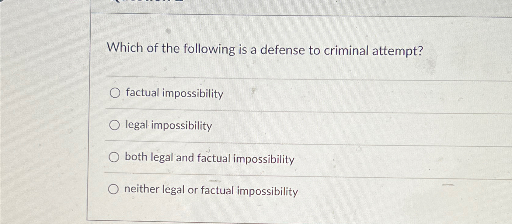 Solved Which of the following is a defense to criminal | Chegg.com