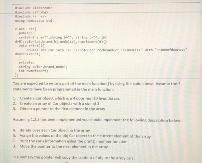 Solved \#include 〈iostream〉 \#include \#include 〈array> | Chegg.com
