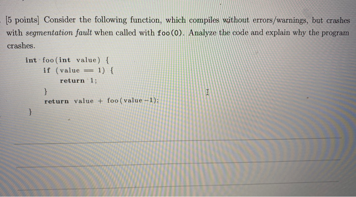 Solved (5 points) Consider the following function, which | Chegg.com
