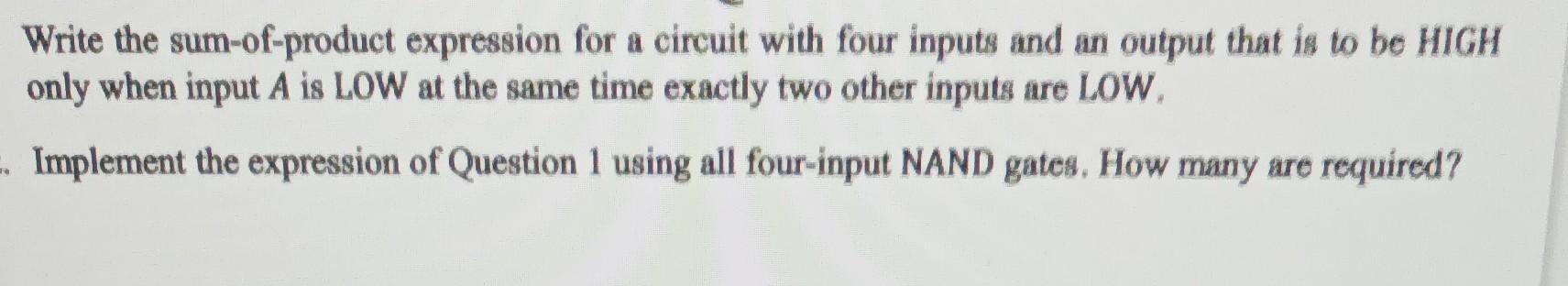 Solved Write the sum-of-product expression for a circuit | Chegg.com