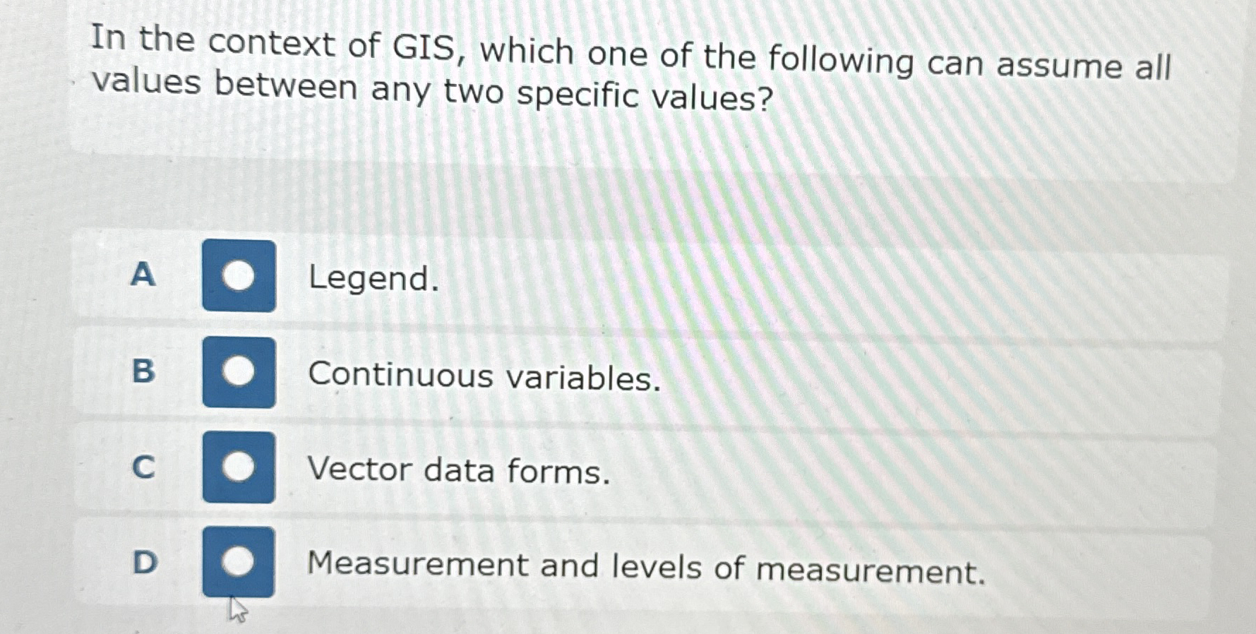 Solved In the context of GIS, which one of the following can | Chegg.com