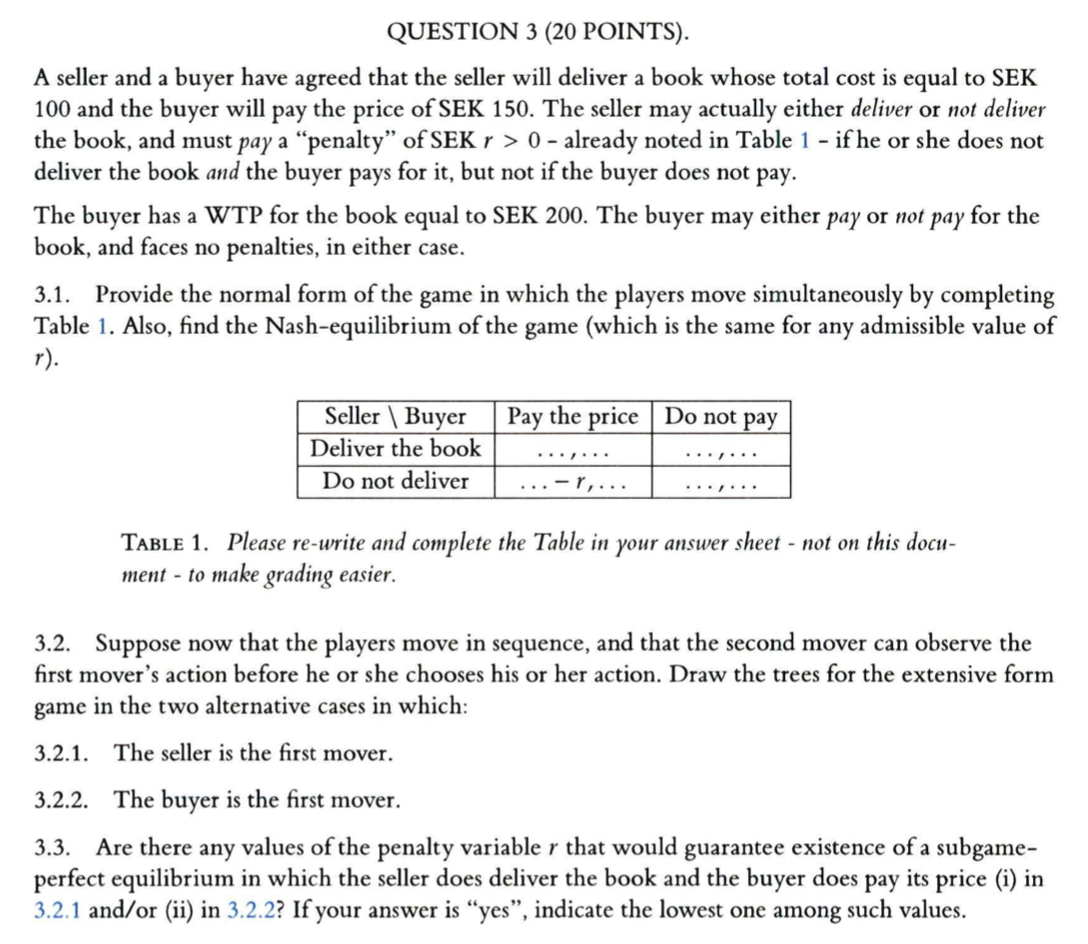 Solved QUESTION 3 (20 ﻿POINTS).A seller and a buyer have | Chegg.com