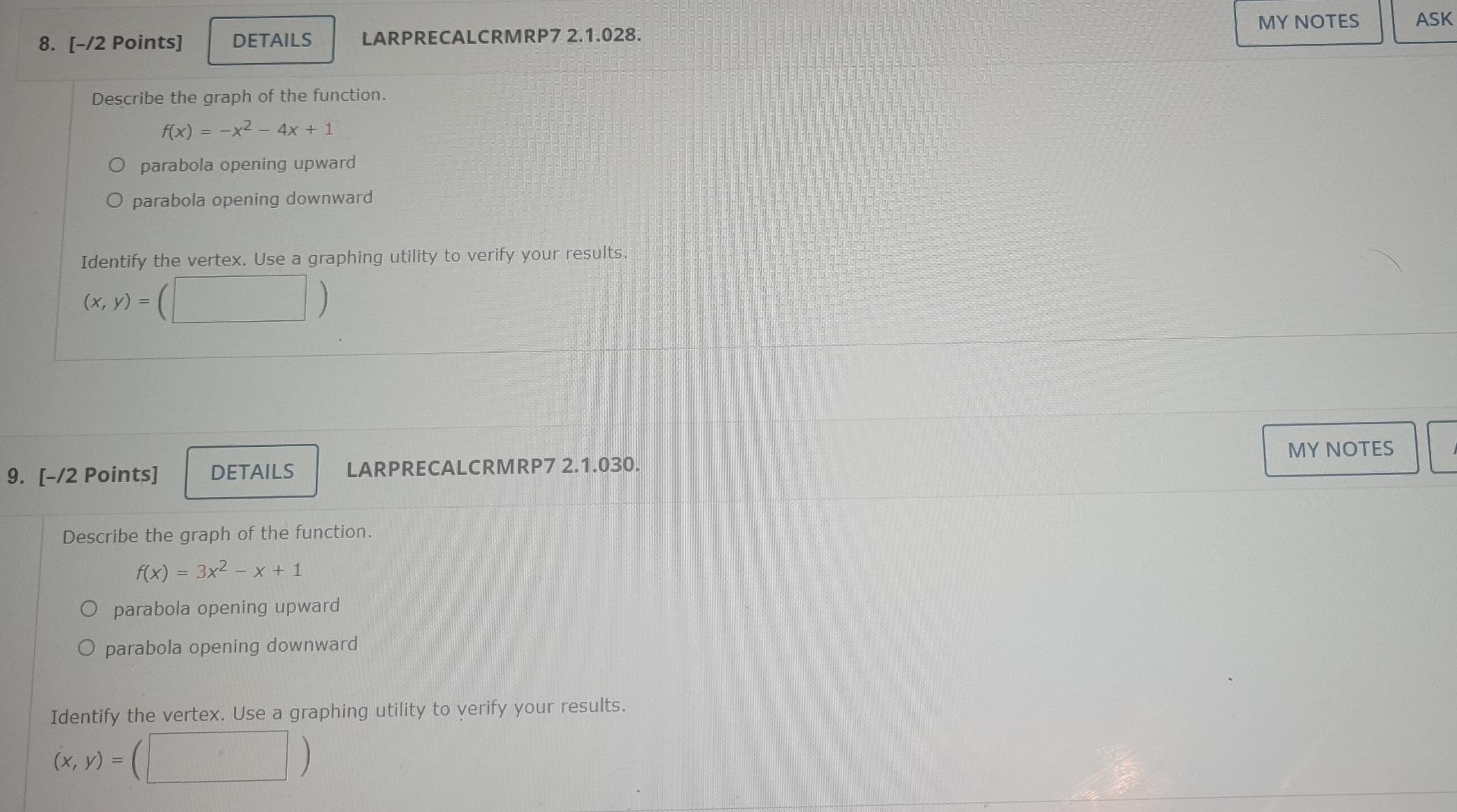 Solved Describe the graph of the function. f(x)=−x2−4x+1 | Chegg.com