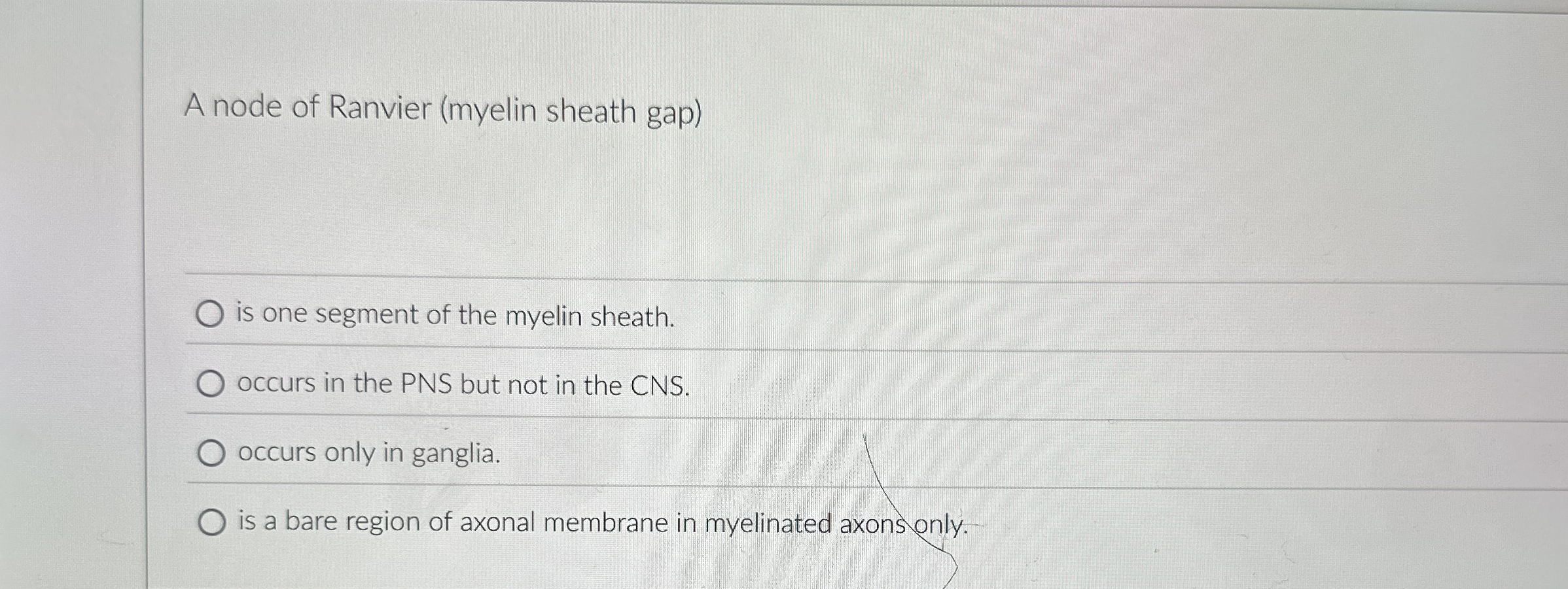 Solved A node of Ranvier (myelin sheath gap)is one segment | Chegg.com