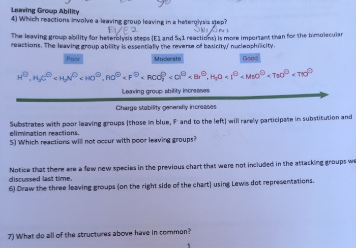 Leaving Group Ability 4) Which reactions involve a | Chegg.com