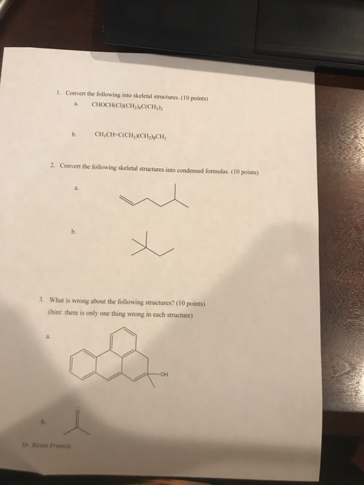 Solved 1. Convert the following into skeletal structures. | Chegg.com