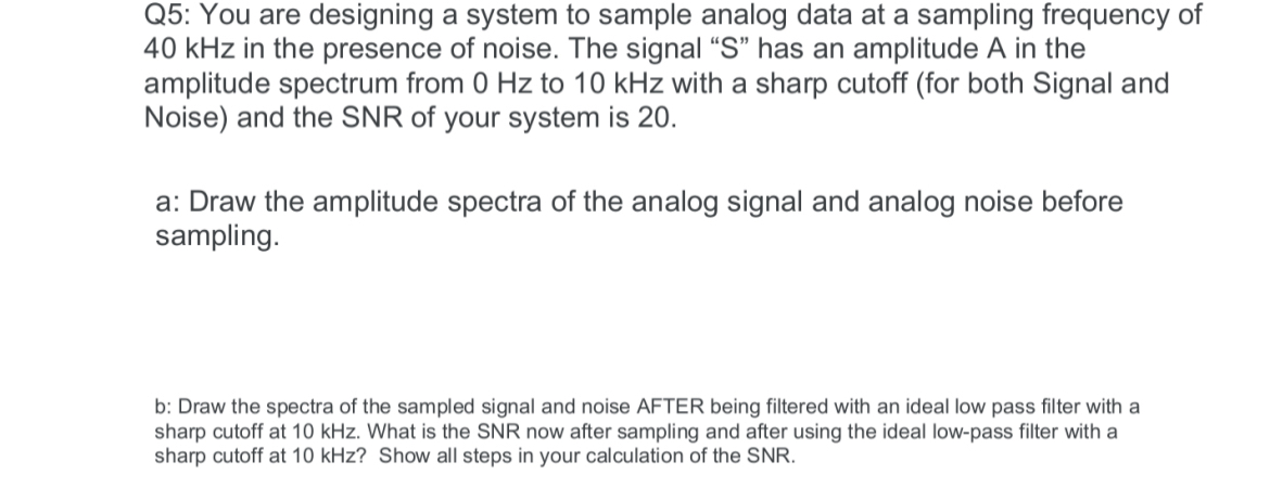 Solved Q5: You are designing a system to sample analog data | Chegg.com