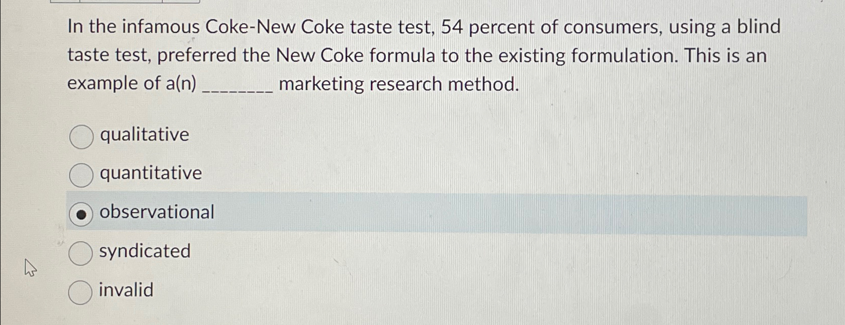 Solved In the infamous Coke-New Coke taste test, 54 ﻿percent | Chegg.com
