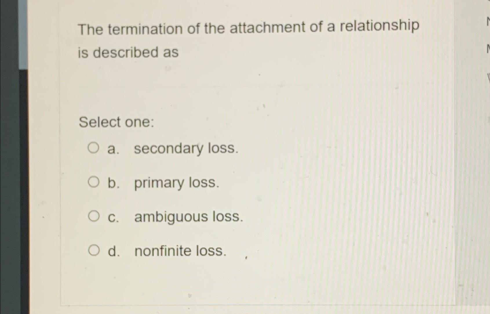 Solved The termination of the attachment of a relationship | Chegg.com