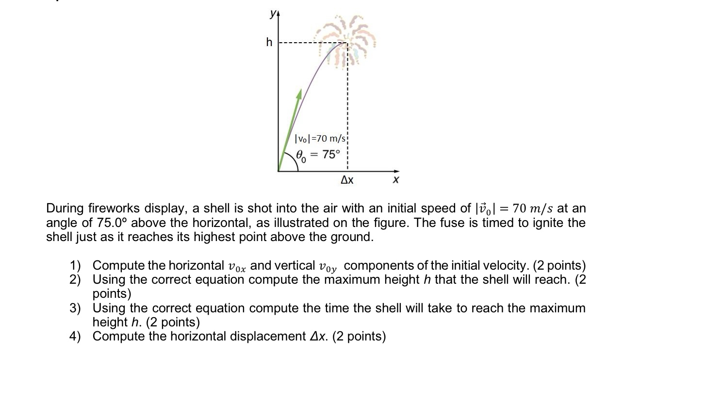 Solved During fireworks display, a shell is shot into the | Chegg.com