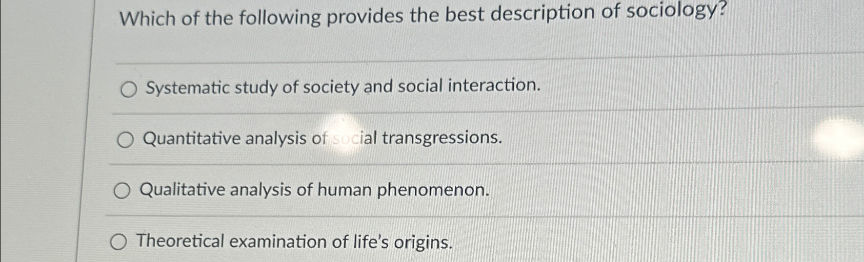 Solved Which of the following provides the best description | Chegg.com