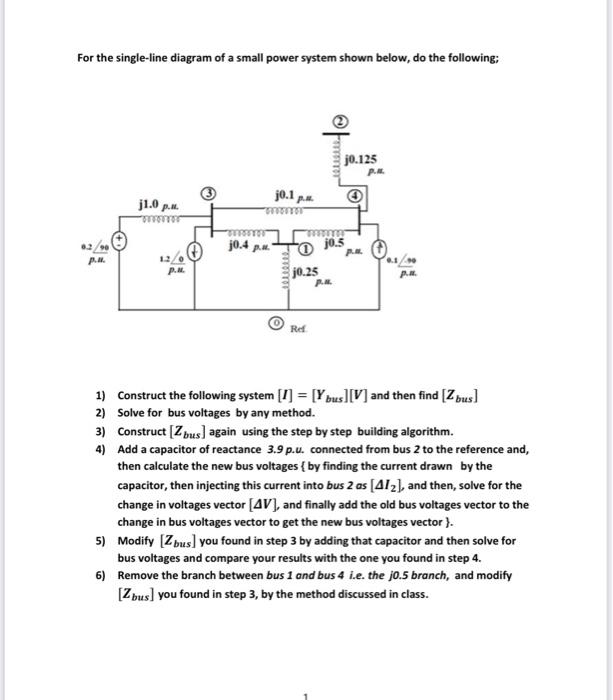 Solved For the single-line diagram of a small power system | Chegg.com