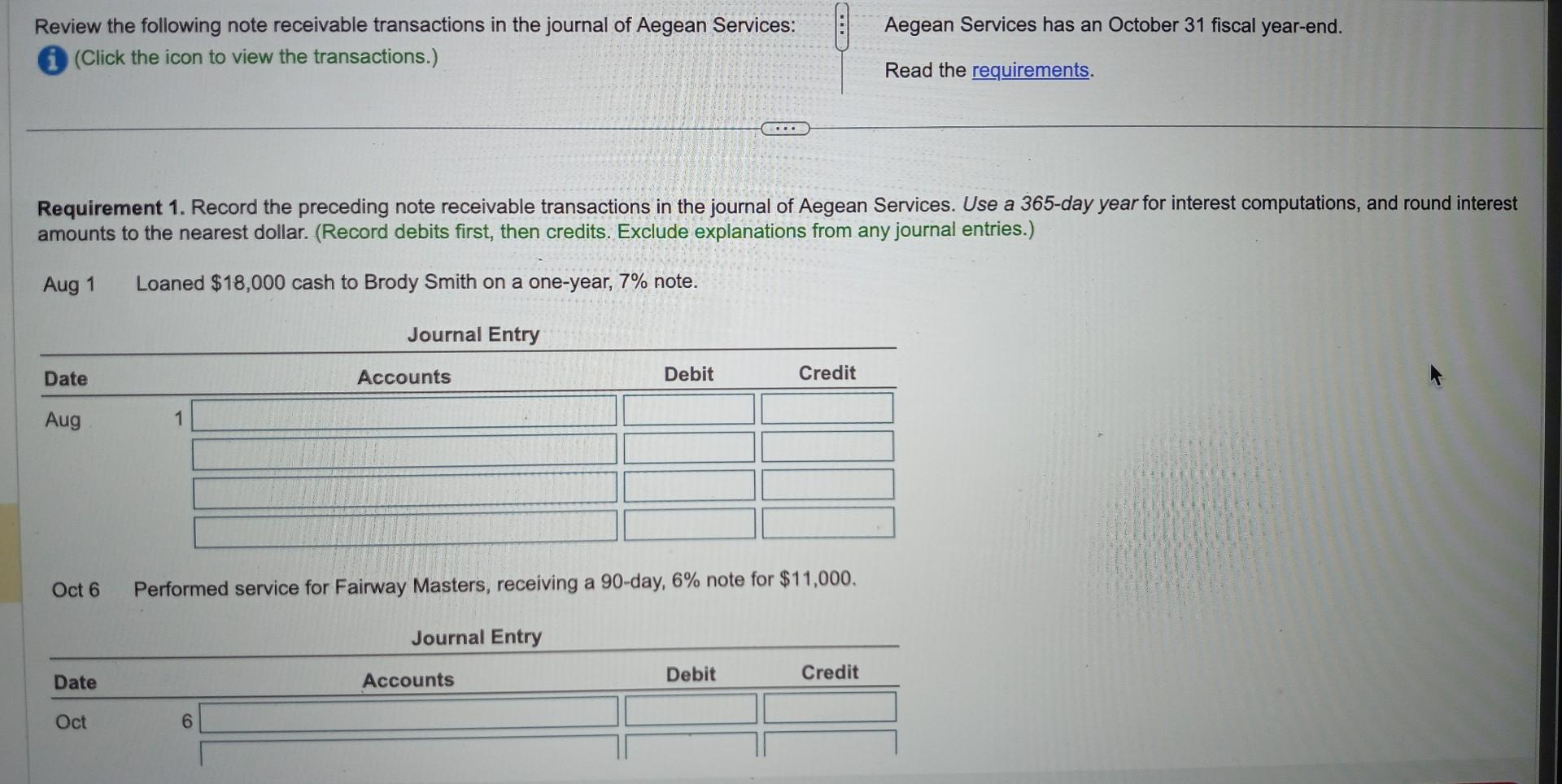 Solved Review the following note receivable transactions in | Chegg.com