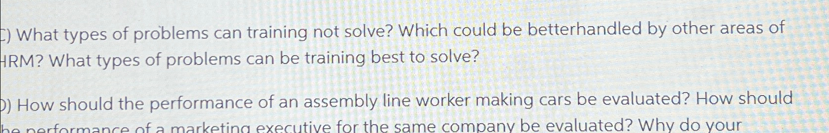 Solved What types of problems can training not solve? Which | Chegg.com