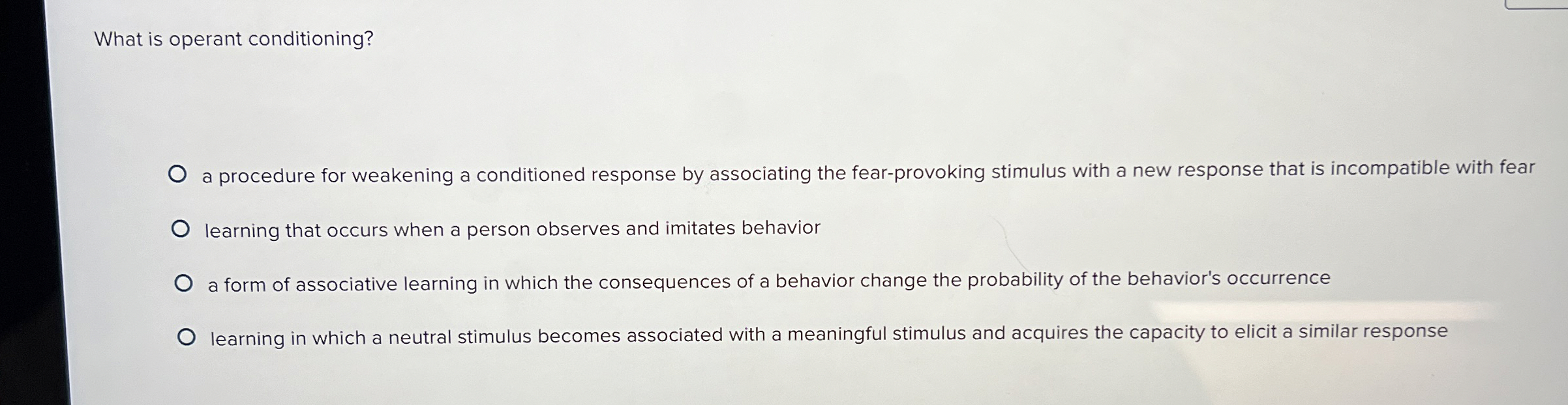 Solved What is operant conditioning?a procedure for | Chegg.com