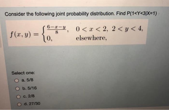 Solved Consider the following joint probability | Chegg.com