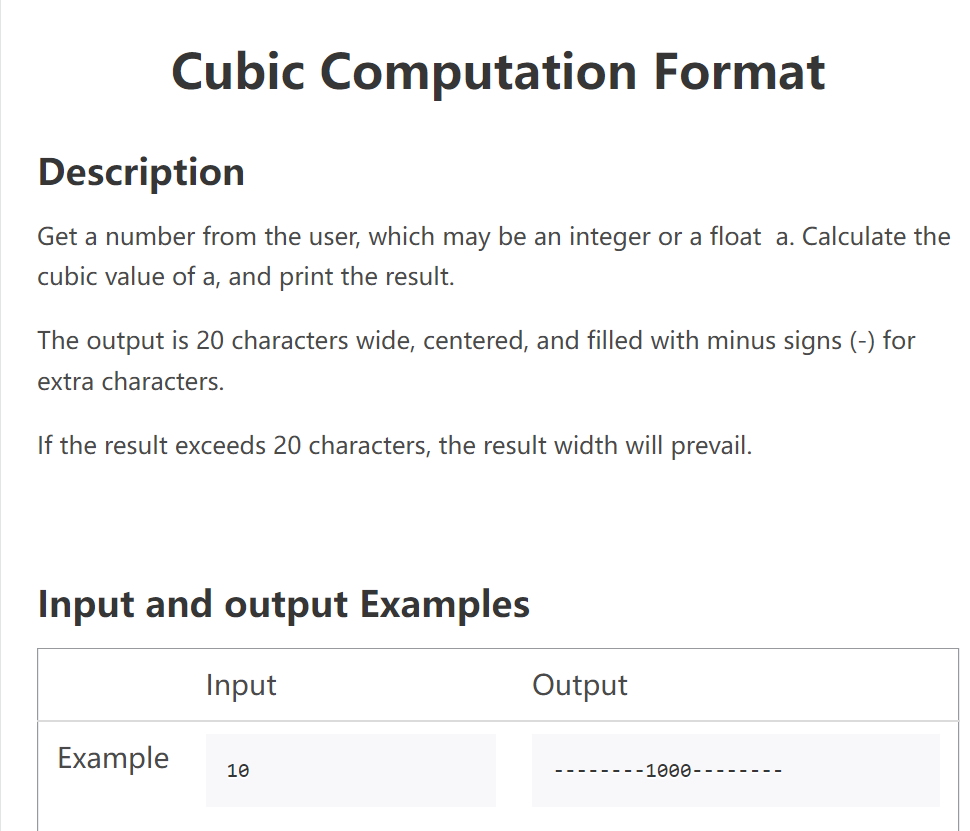 Solved Cubic Computation Format Description Get a number | Chegg.com