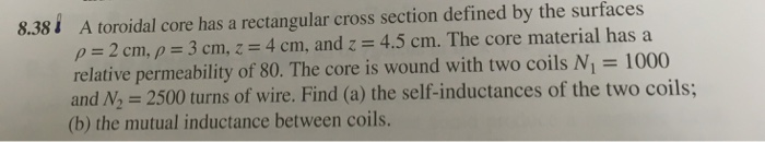 Solved A toroidal core has a rectangular cross section | Chegg.com