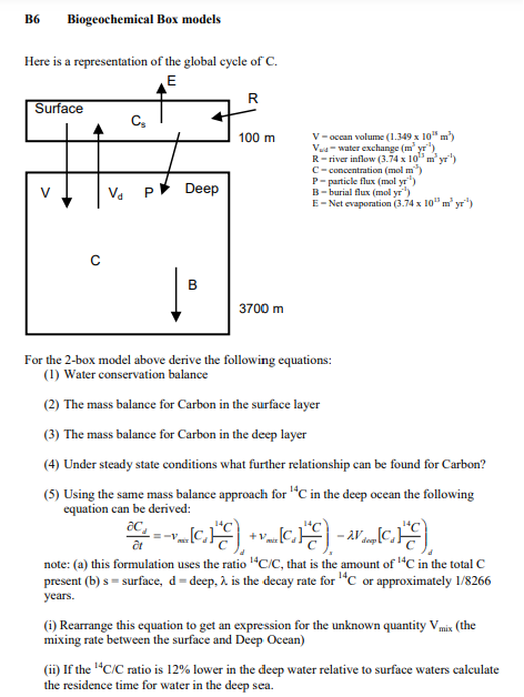 Solved B6 ﻿Biogeochemical Box modelsHere is a representation | Chegg.com