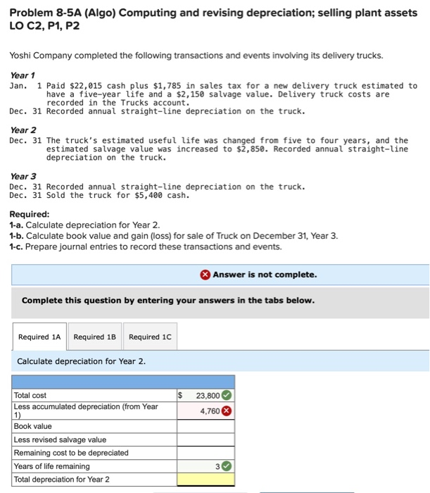 Solved Problem 8-5A (Algo) Computing and revising | Chegg.com
