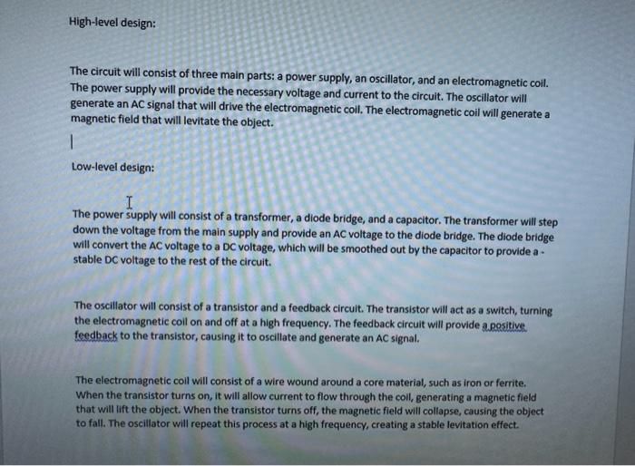 - High Level Design: Use a block diagram in order to | Chegg.com