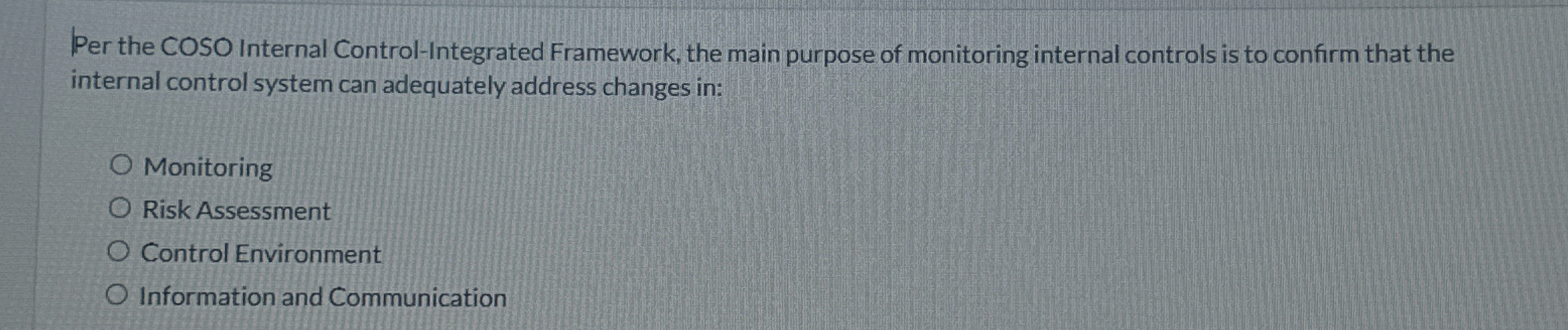 Solved Per the COSO Internal Control-Integrated Framework, | Chegg.com