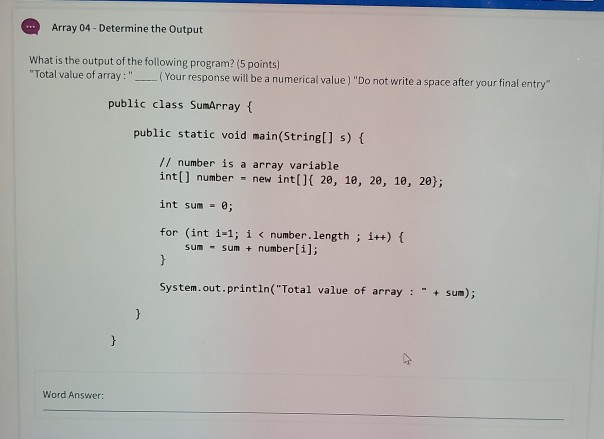 Solved Array 04 Determine The Output What Is The Output Of 8259