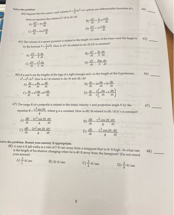 Solved Solve the problem of a sphere are differentiable | Chegg.com