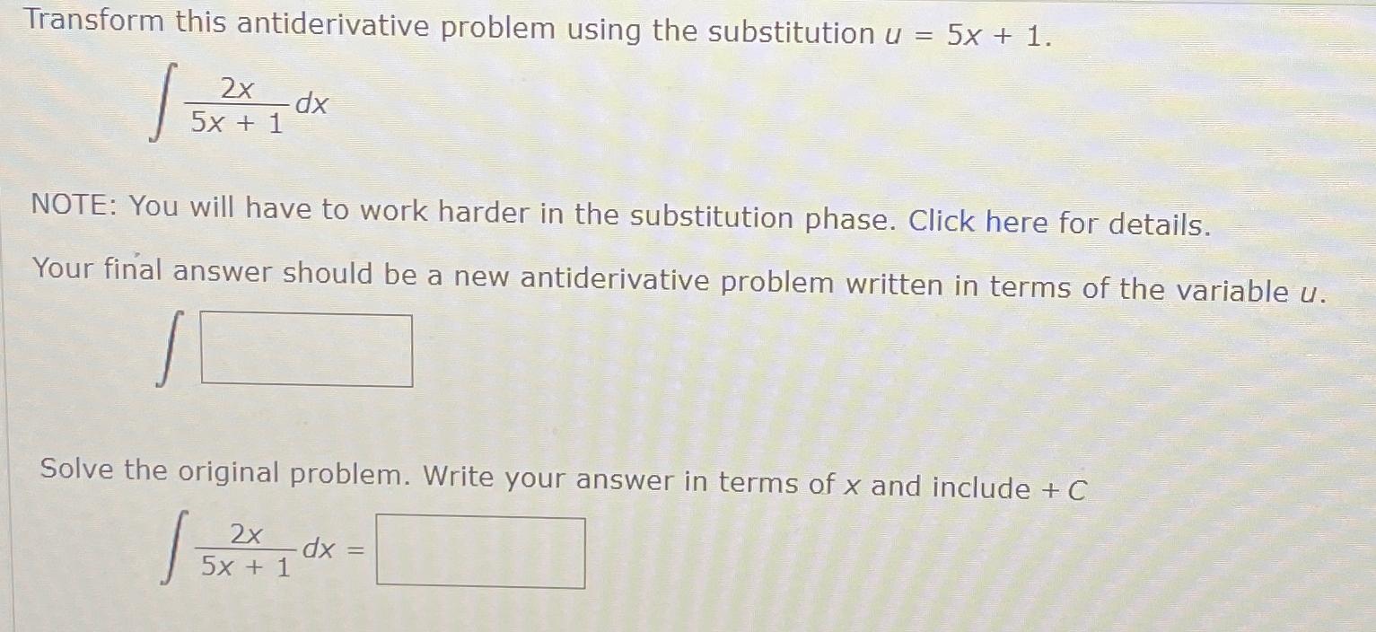 Solved Transform This Antiderivative Problem Using The 4874