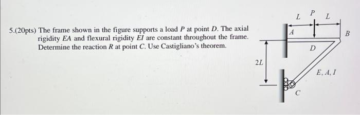 Solved 5.(20pts) The frame shown in the figure supports a | Chegg.com