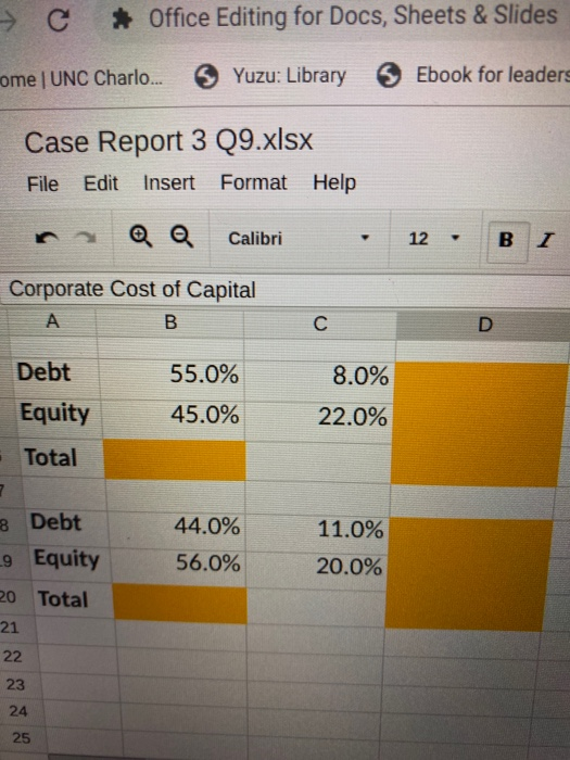 Solved Case Report 3 Q9.xlsx File Edit Insert Format Help Q | Chegg.com