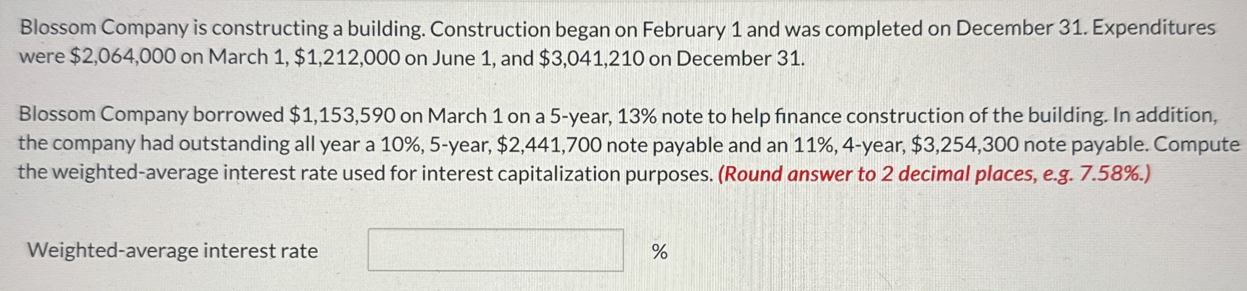 Solved Blossom Company is constructing a building. | Chegg.com
