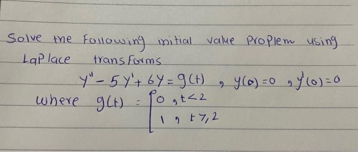 Solved Solve the following initial value proplem using LaP | Chegg.com