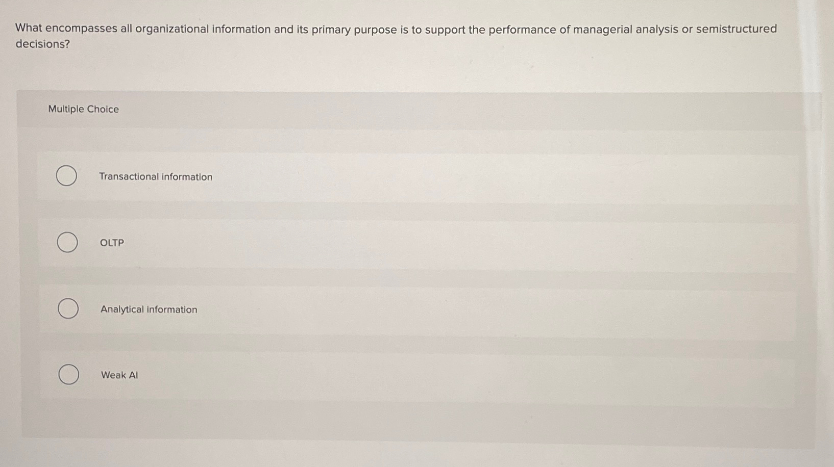 Solved What encompasses all organizational information and | Chegg.com